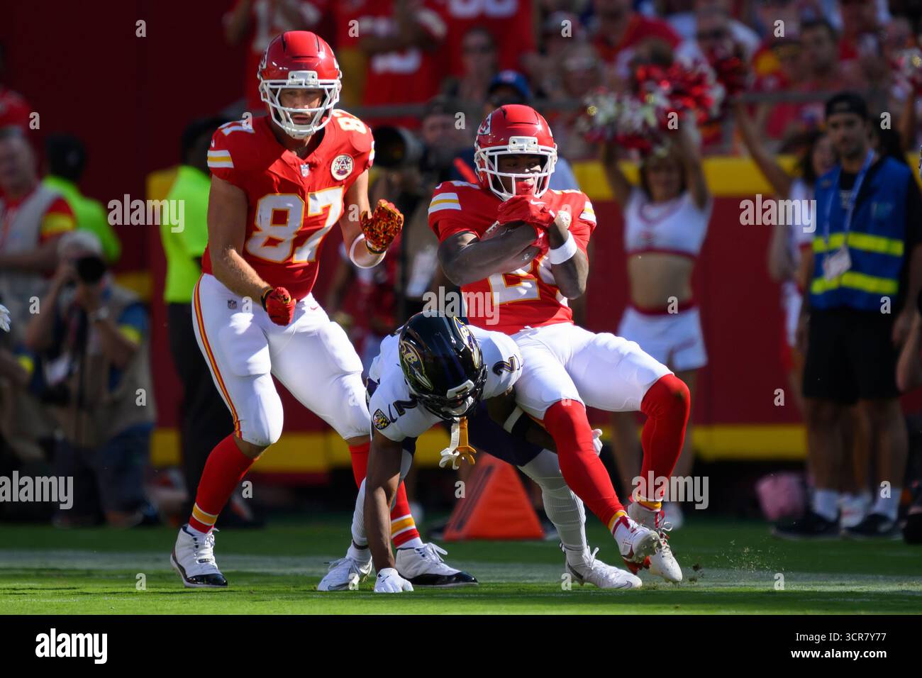 Kansas City Chiefs running back Brashard Smith (24) is tackled by ...