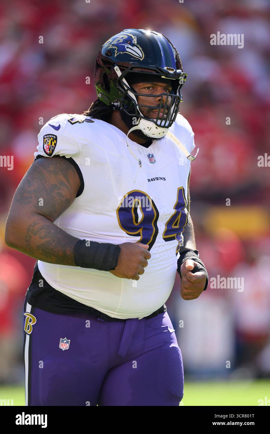 Baltimore Ravens defensive tackle John Jenkins comes onto the field ...