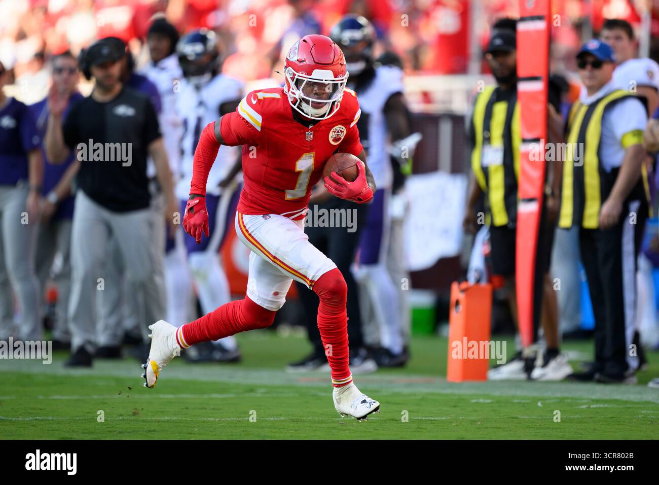 Kansas City Chiefs wide receiver Xavier Worthy makes a catch and run ...