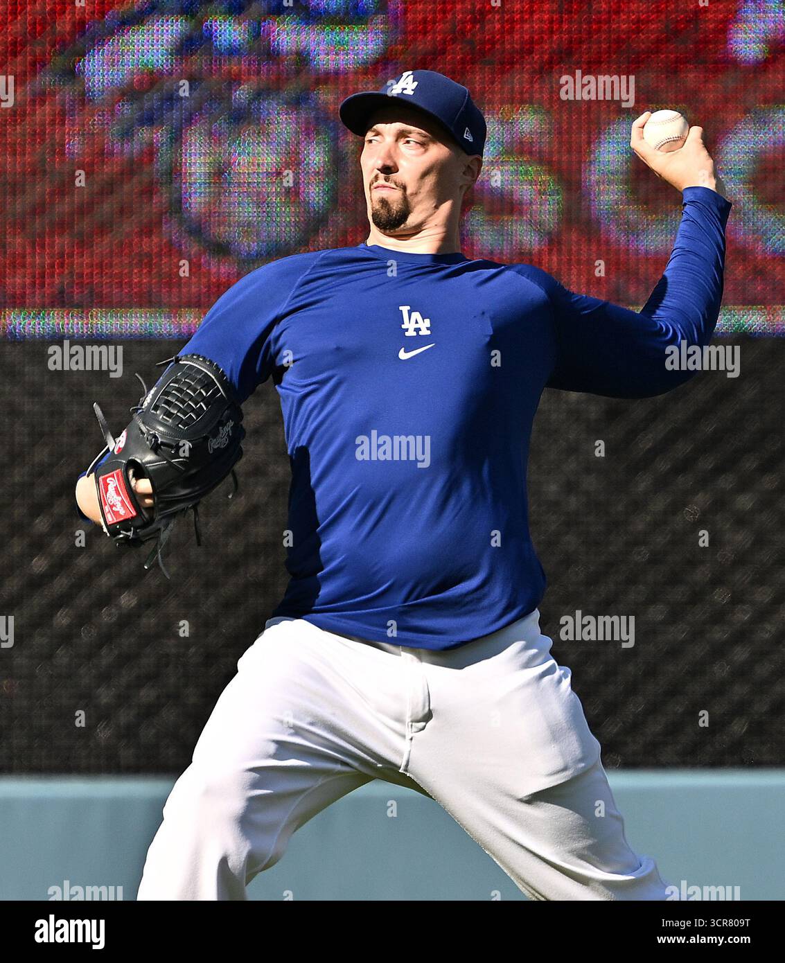 Los Angeles Dodgers pitcher Blake Snell practices at Dodger Stadium in ...