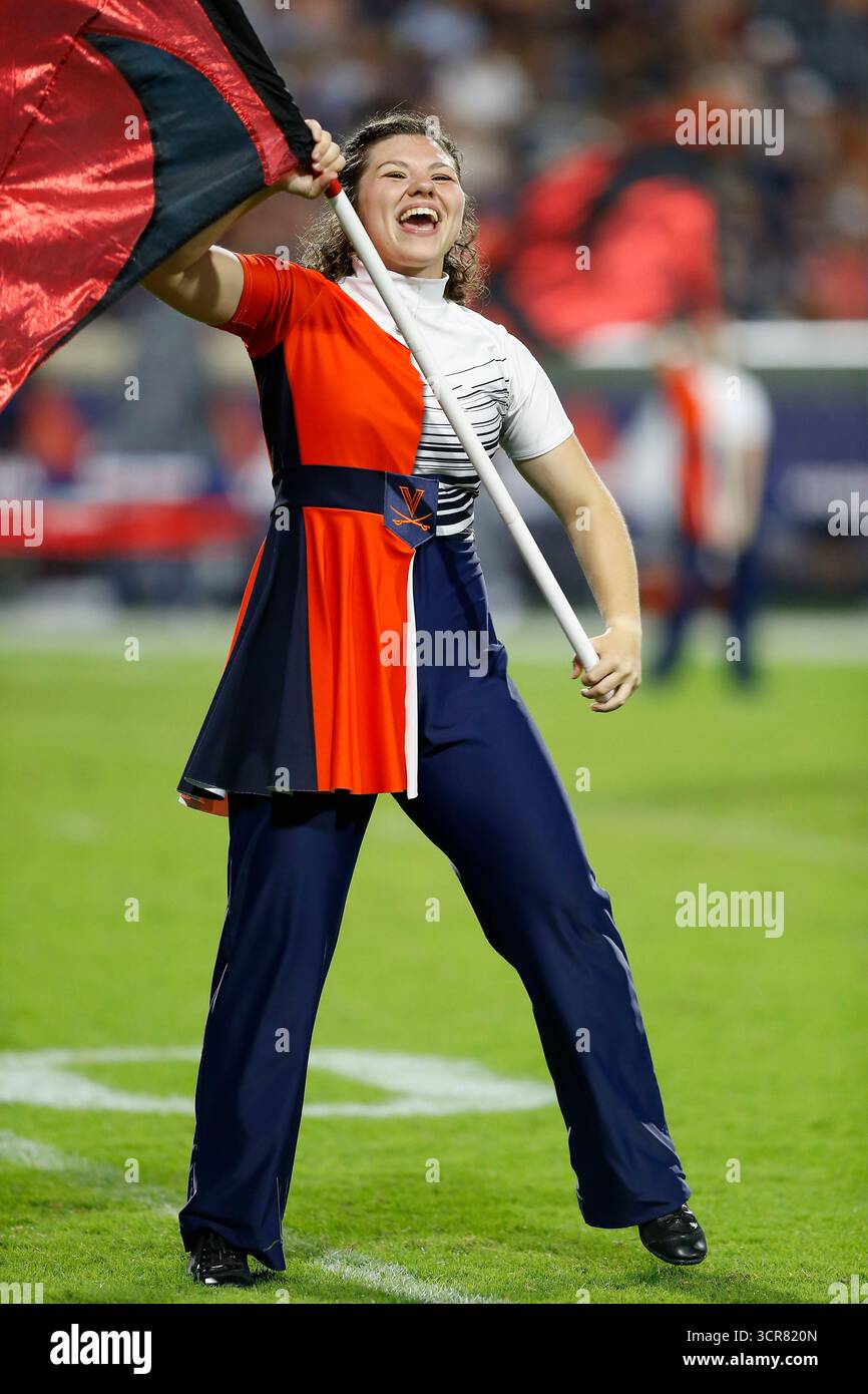 CHARLOTTESVILLE, VA - SEPTEMBER 26: Virginia Cavaliers flag team member ...