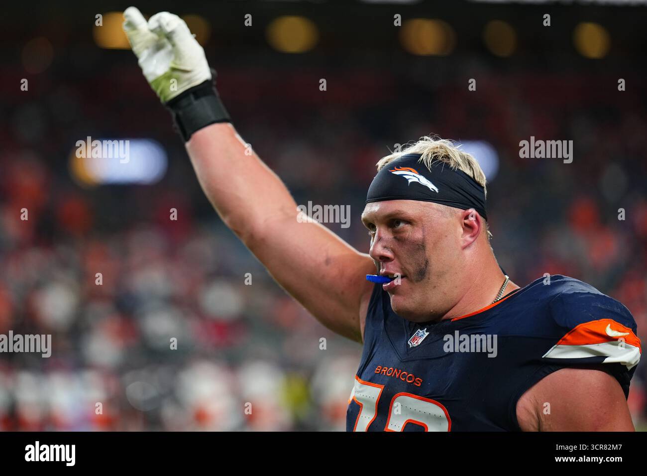 Denver Broncos offensive tackle Garett Bolles (72) celebrates after a ...