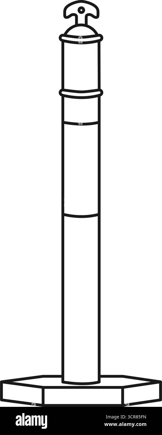 Plastic t top style traffic bollard icon with rubber base outline ...