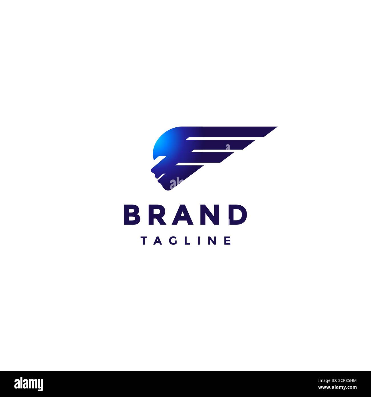 Winged Blue Speed Head Silhouette Logo Design. Simple Head Silhouette ...