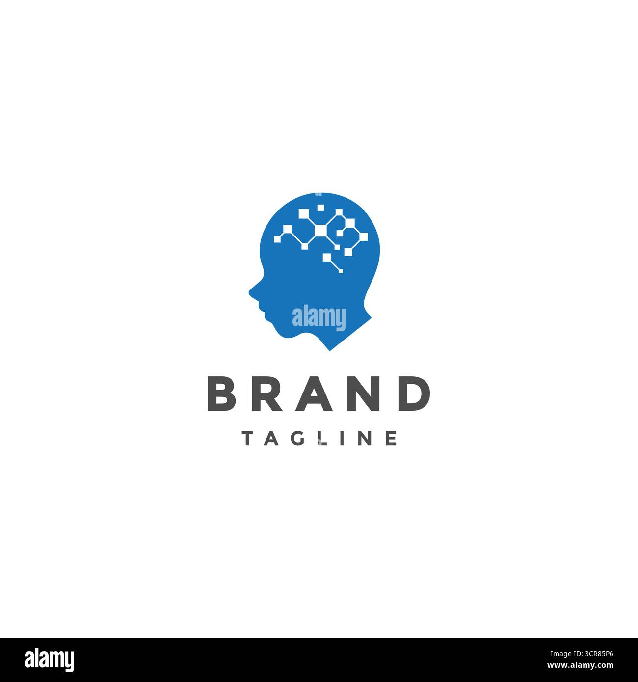 Neuro Brain Network In Head Silhouette Logo Design. Head Silhouette ...