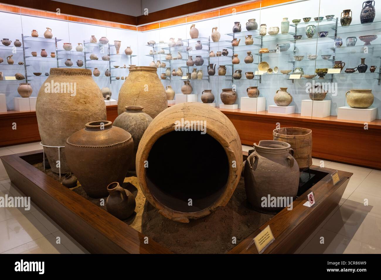 Clay pottery collection in National Museum of Tajikistan in Dushanbe ...
