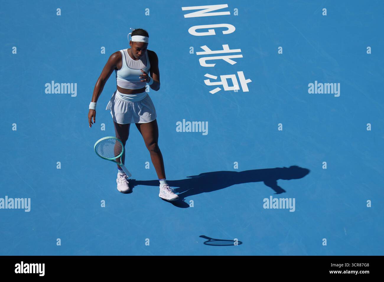 Coco Gauff, of the United States throws her racquet during the women's ...