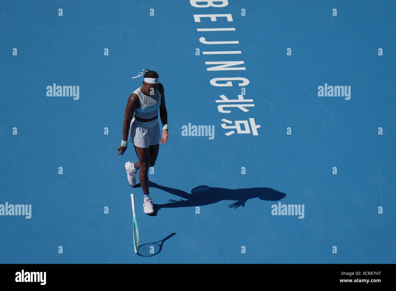 Coco Gauff, of the United States throws her racquet during the women's ...