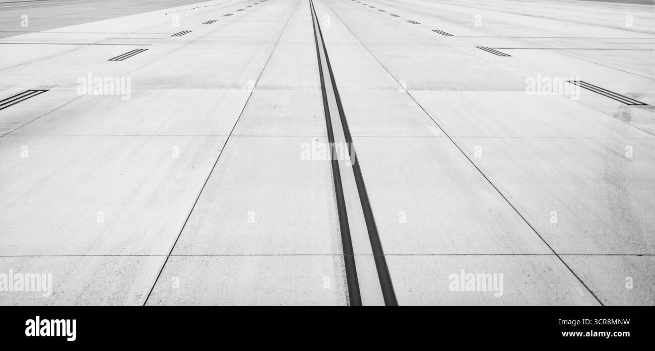 Airport runway road marking Black and White Stock Photos & Images - Alamy