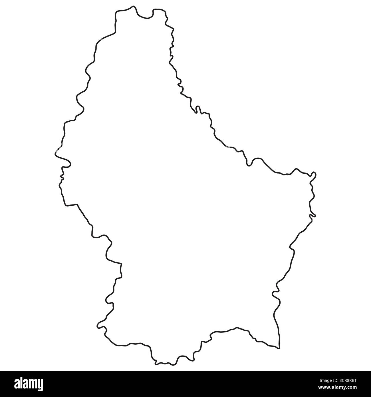 Simple Luxembourg border map, black line drawing, geographic ...