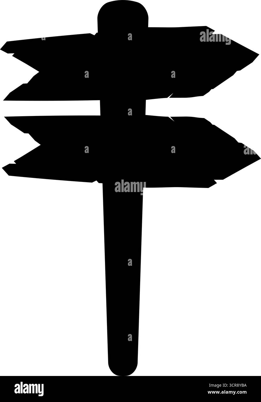 Illustration of wooden signpost with directional arrows silhouette ...