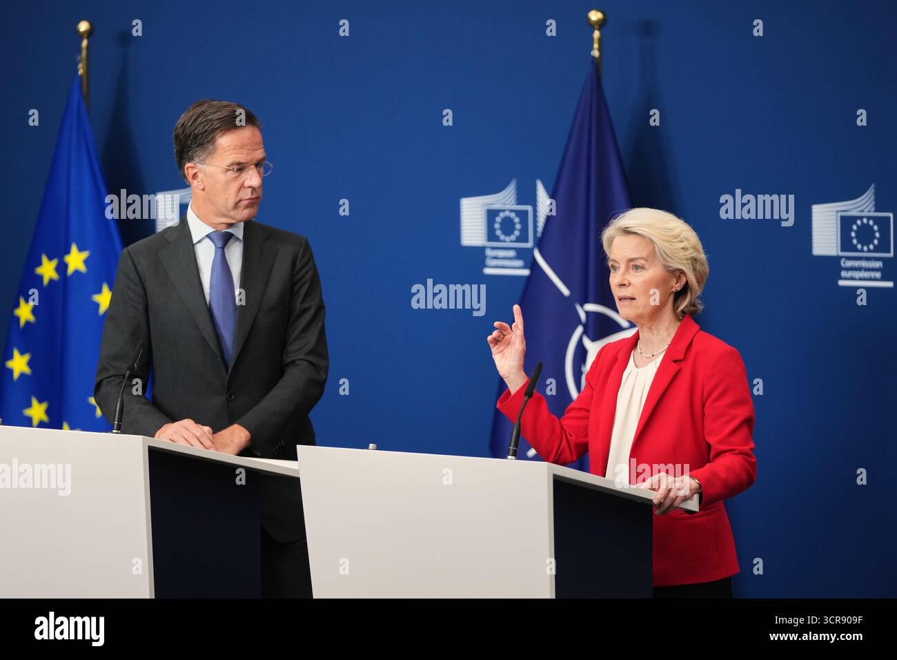 European Commission President Ursula von der Leyen, right, and NATO ...