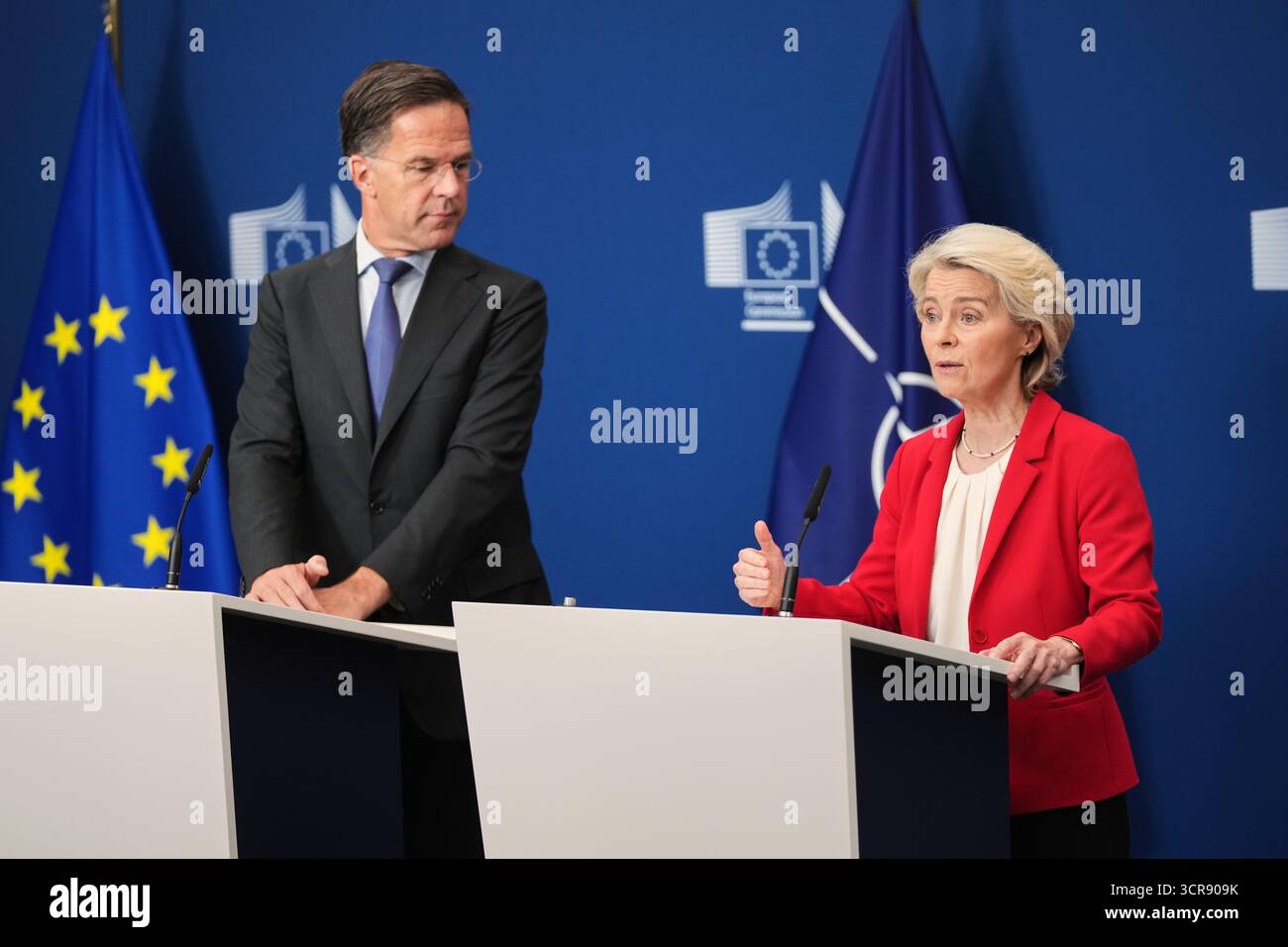 European Commission President Ursula von der Leyen, right, and NATO ...