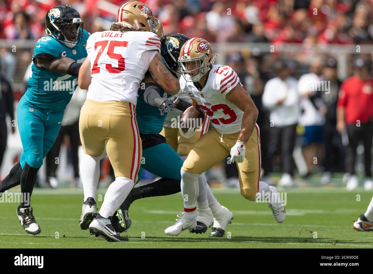 Sep 28, 2025; Santa Clara, California, USA; San Francisco 49ers running ...