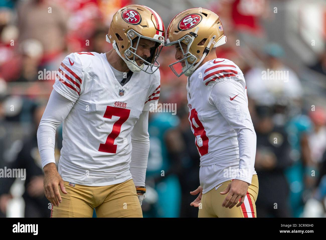 Sep 28, 2025; Santa Clara, California, USA; San Francisco 49ers punter ...