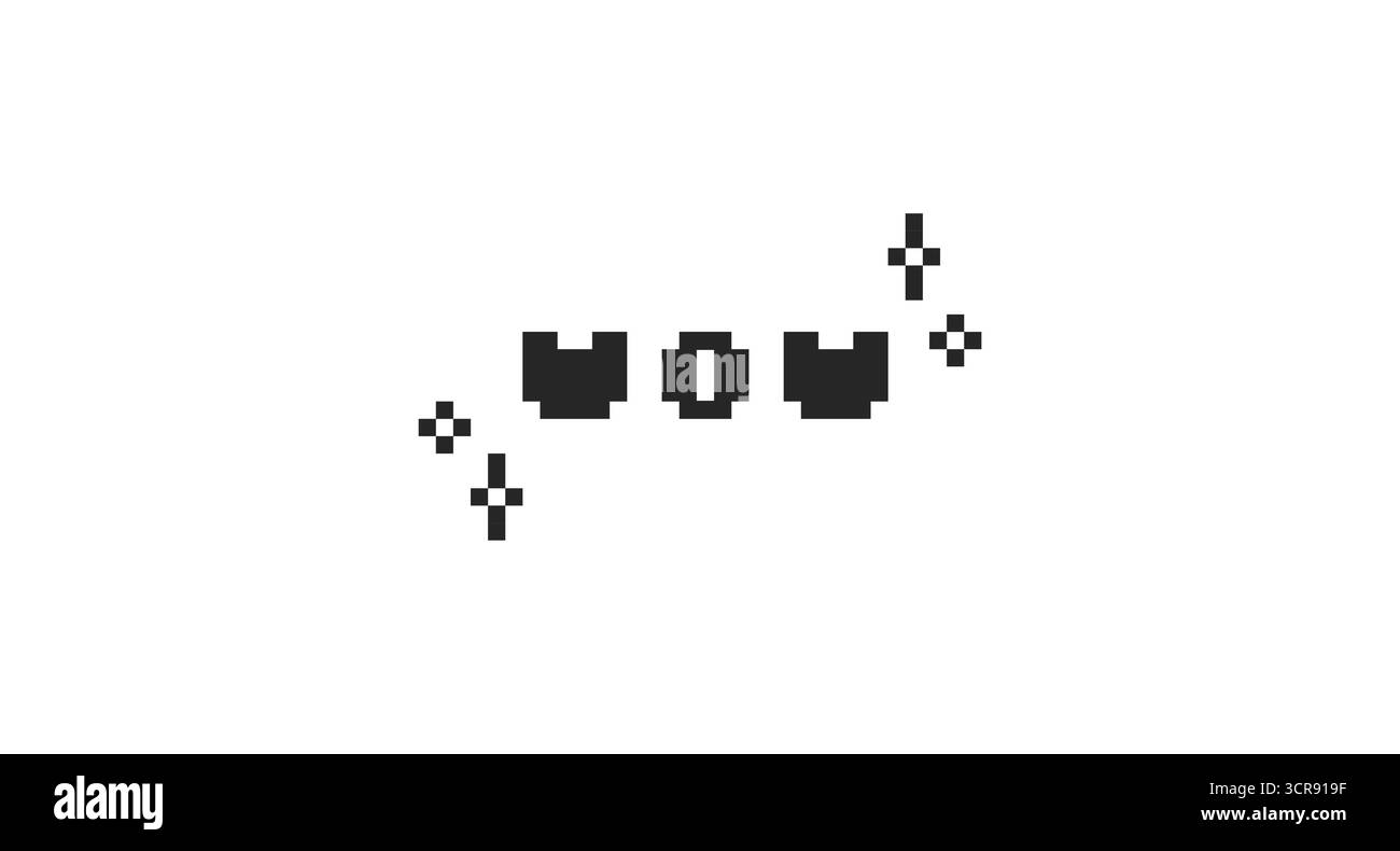 WOW interjection black pixel art social media slang word Stock Vector ...