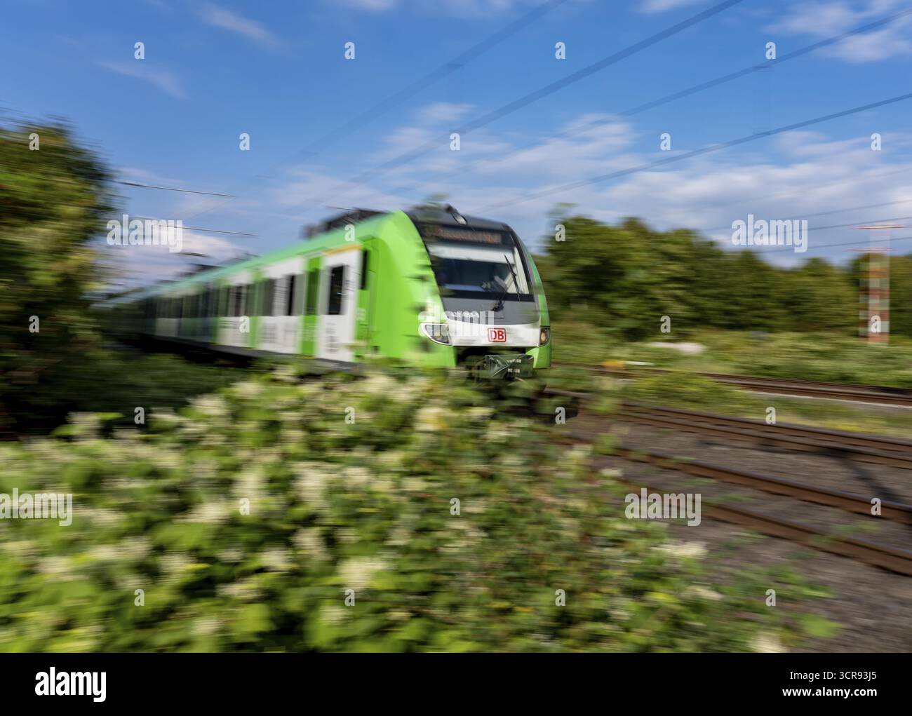Train traffic on one of the busiest railway lines in Germany, regional ...