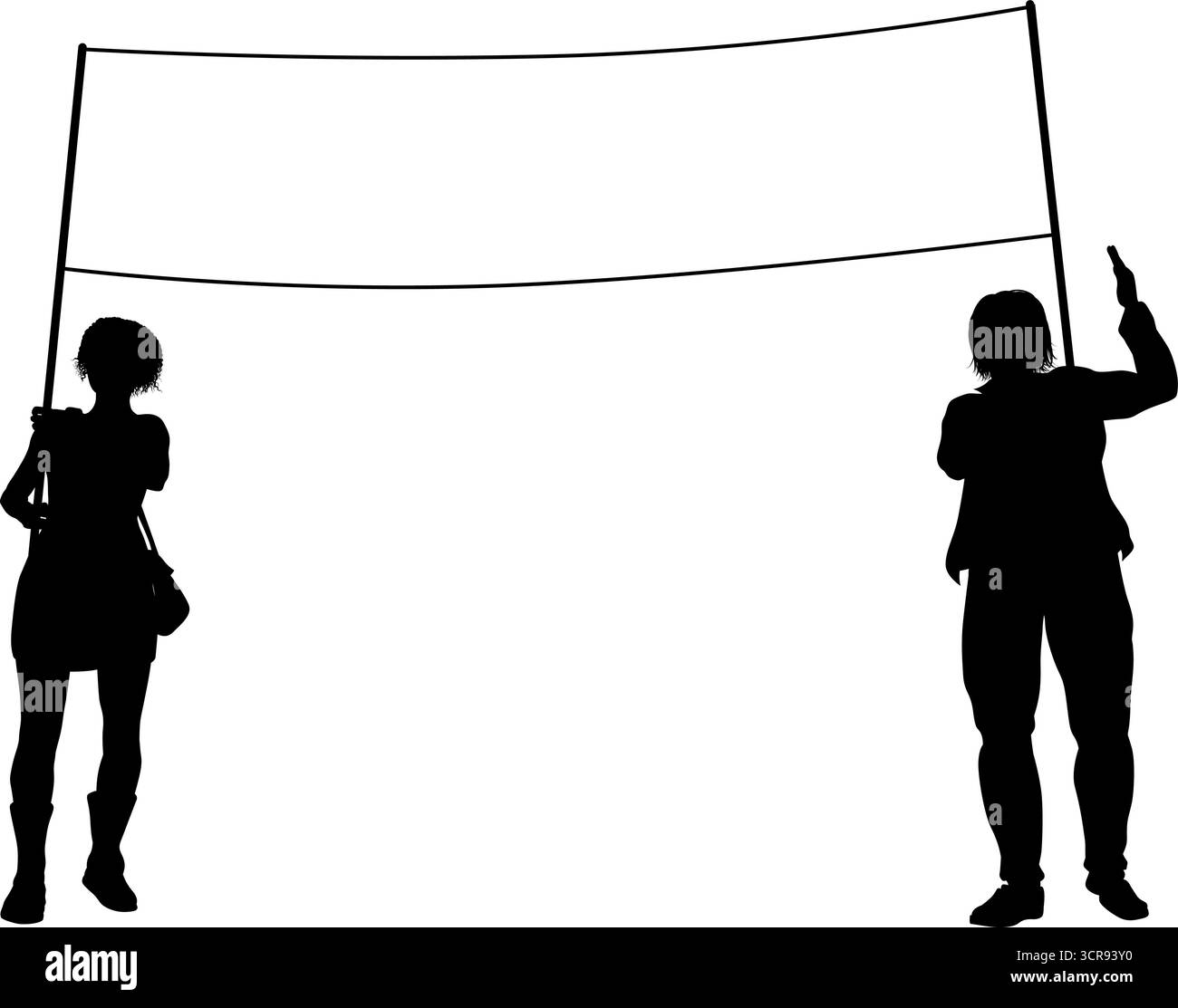 Protesters holding banner march Black and White Stock Photos & Images ...