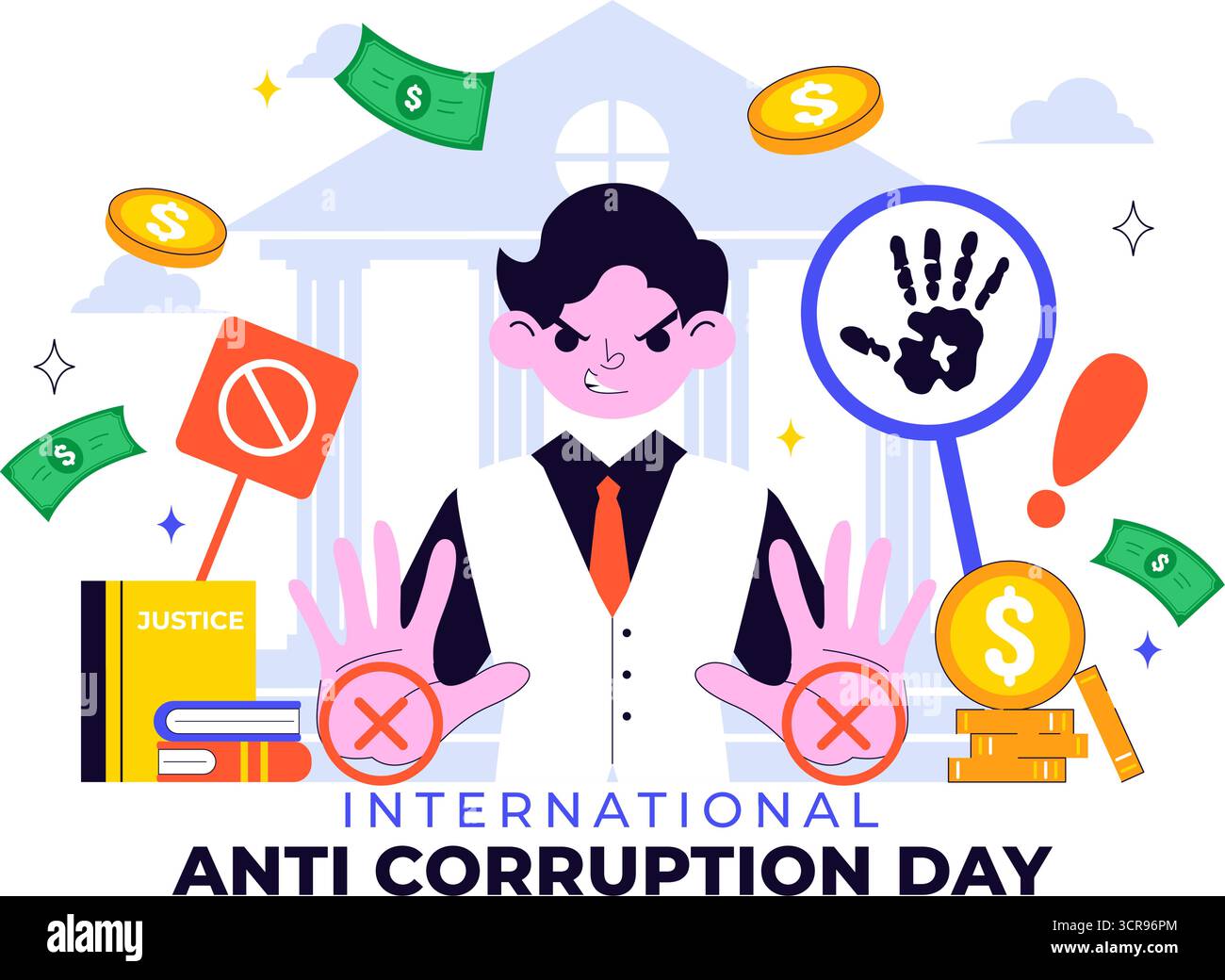 International Anti Corruption Day Illustration Featuring a Stop Giving ...