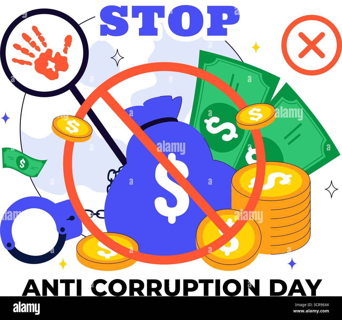 International Anti Corruption Day Illustration Featuring a Stop Giving ...