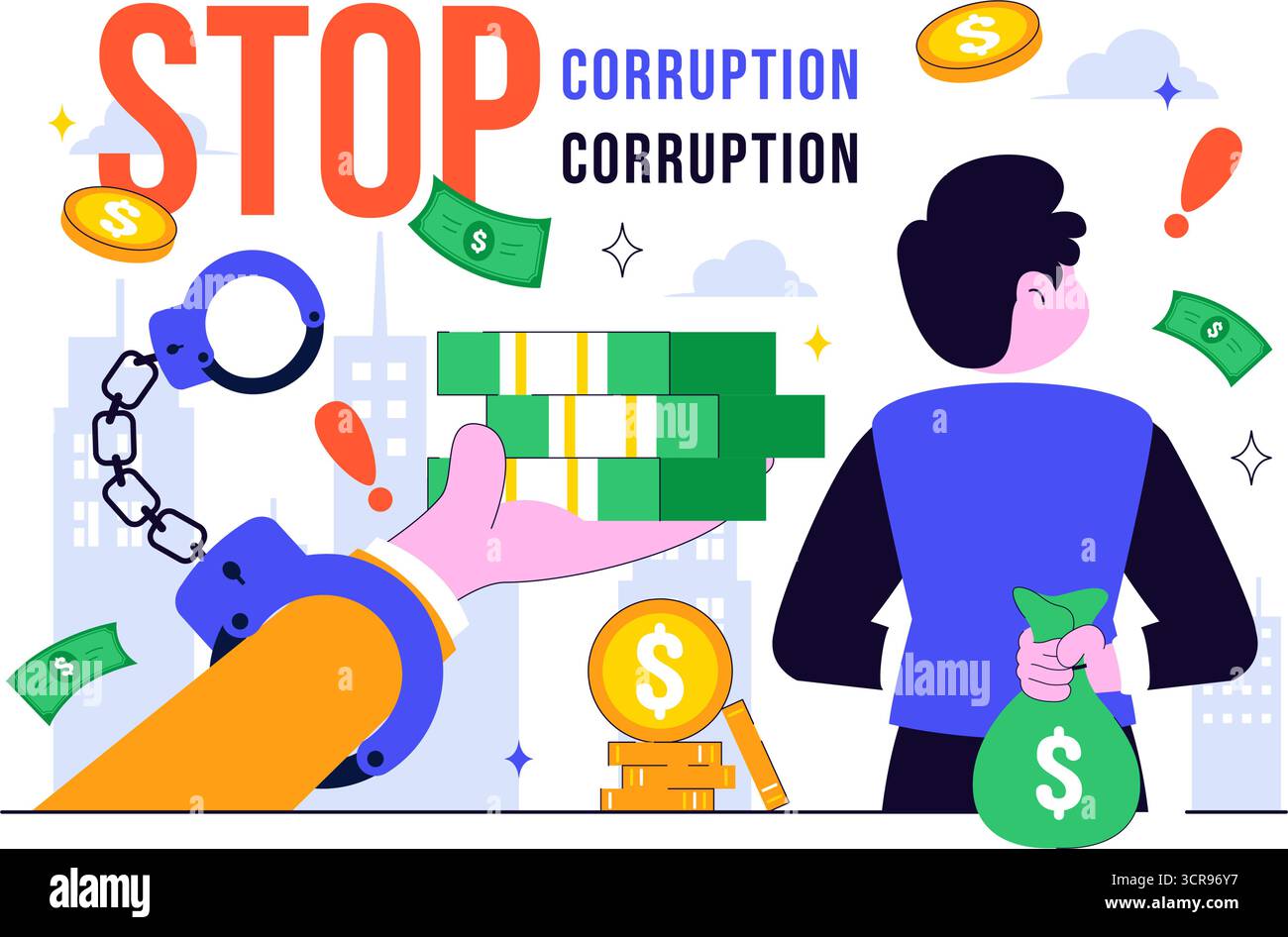 International Anti Corruption Day Illustration Featuring a Stop Giving ...