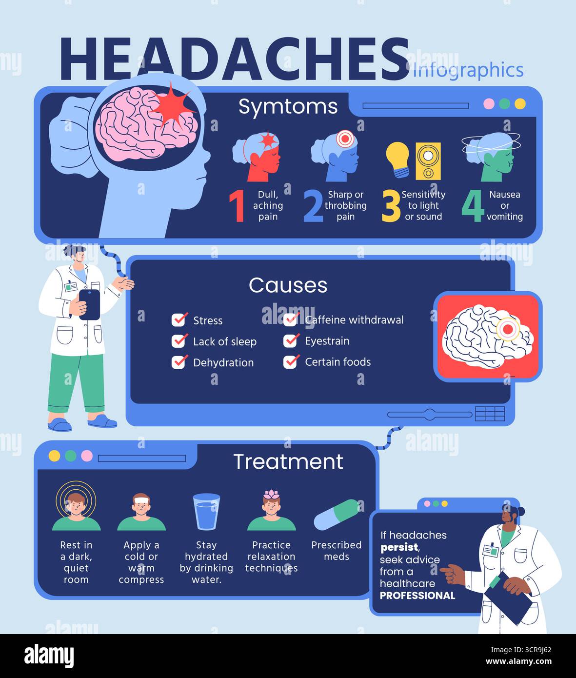 Healthcare Infographic About Headache Symptoms Causes and Treatment ...