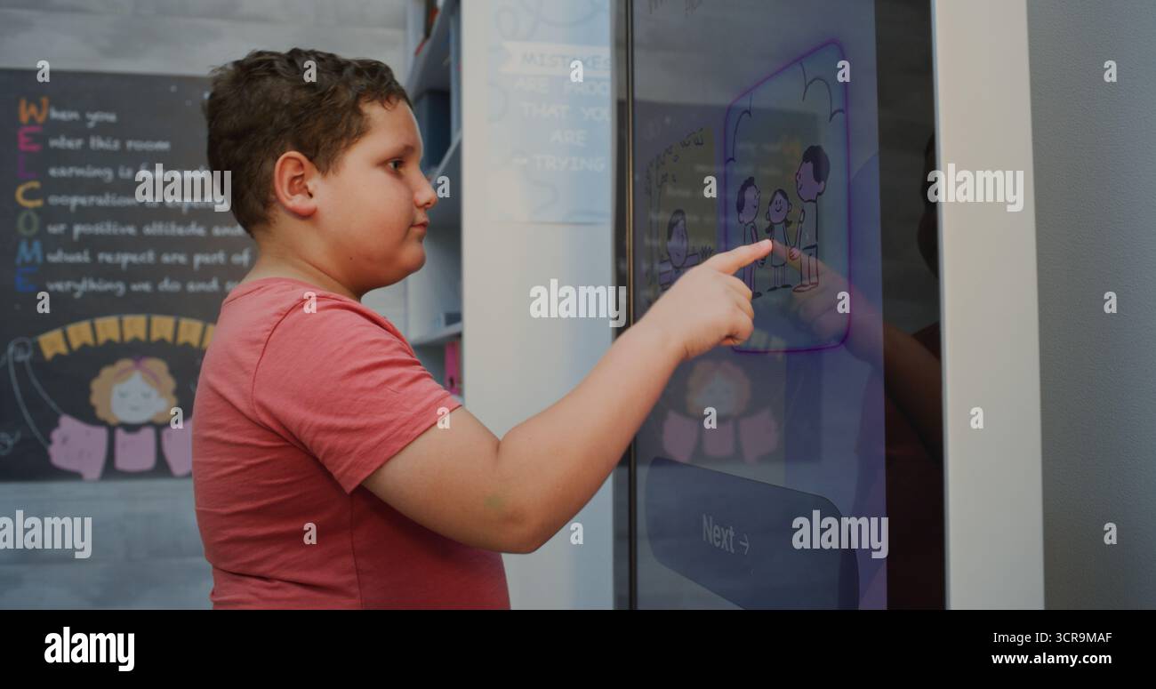 Close-up Of Primary School Student Taking Typology Test Using AI Mood ...