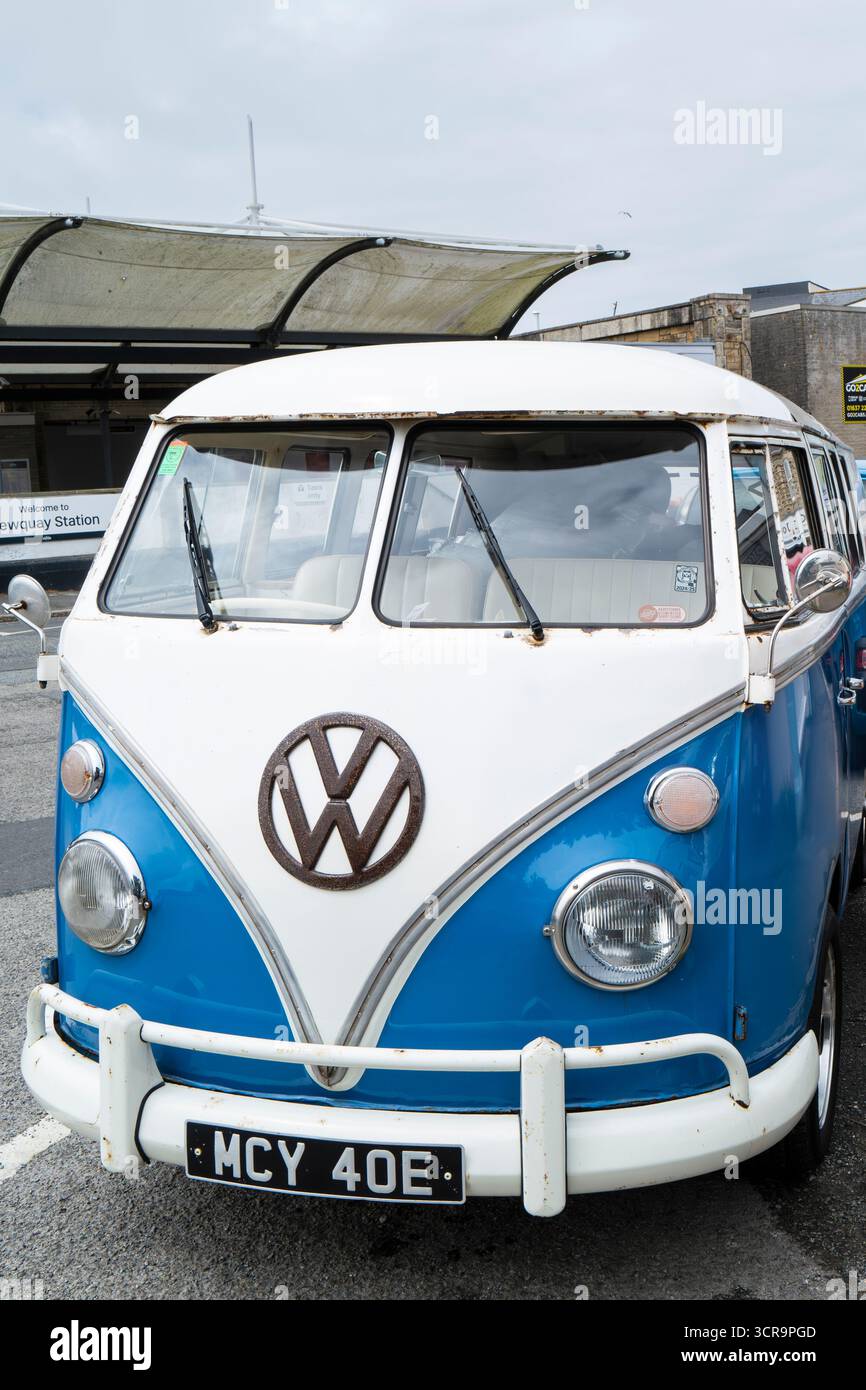 The front of a Split Screen VW camper van parked in Newquay in ...