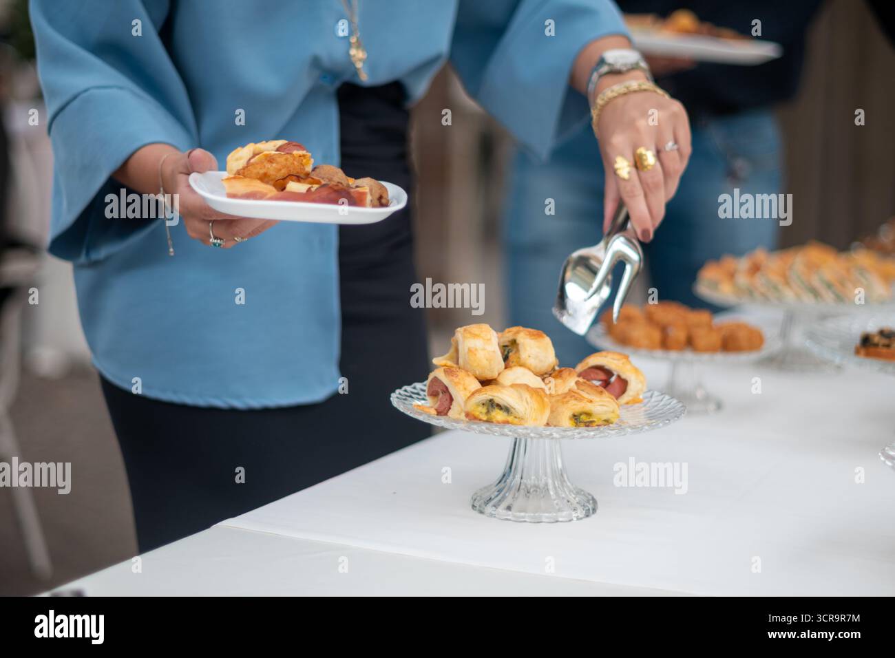 Elegant private event guests enjoy a delicious buffet selection of ...