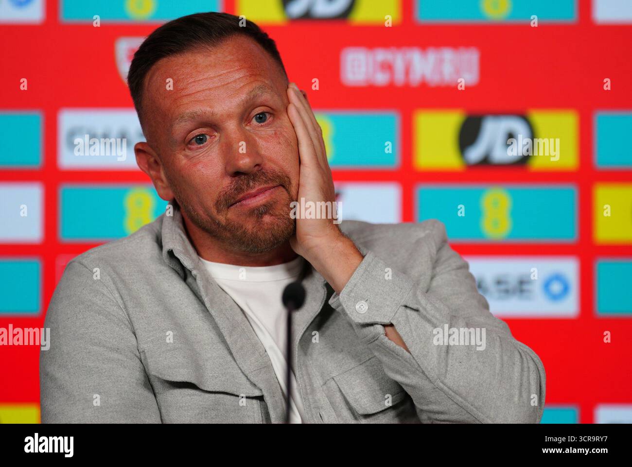 Wales manager Craig Bellamy during a press conference at the FAW HQ at ...