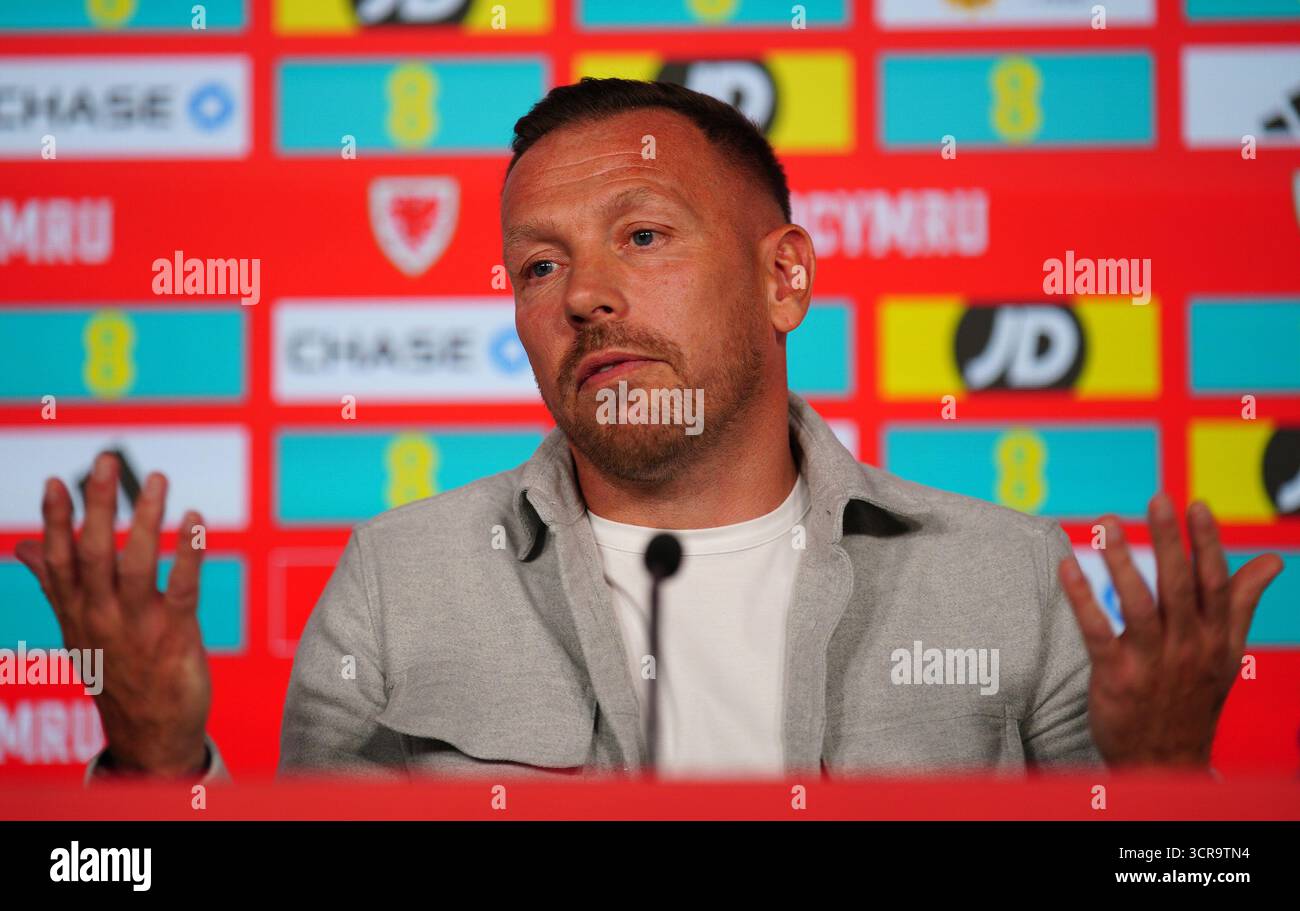 Wales manager Craig Bellamy during a press conference at the FAW HQ at ...