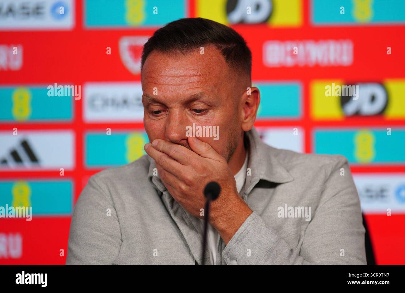 Wales manager Craig Bellamy during a press conference at the FAW HQ at ...