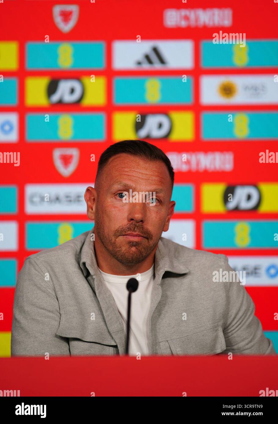 Wales manager Craig Bellamy during a press conference at the FAW HQ at ...