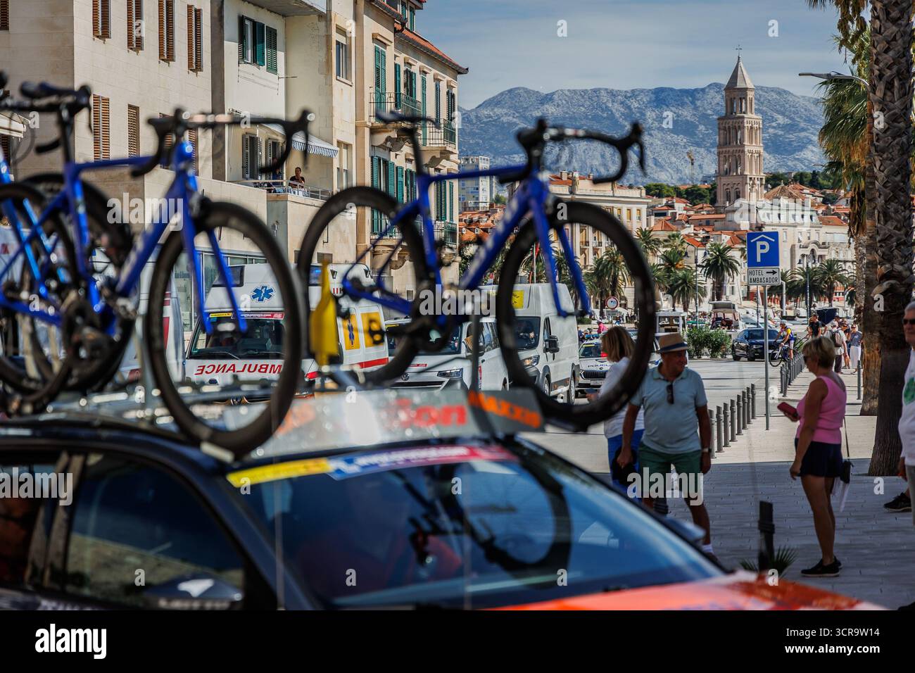 Split, Croatia. 30th Sep, 2025. CroRace cycling race Stage 1 start in Split, Croatia on 30 ...