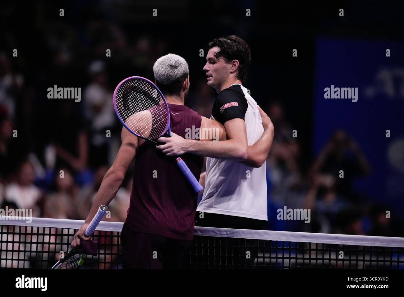 United States' Taylor Fritz, right, right, congratulated Spain's Carlos ...