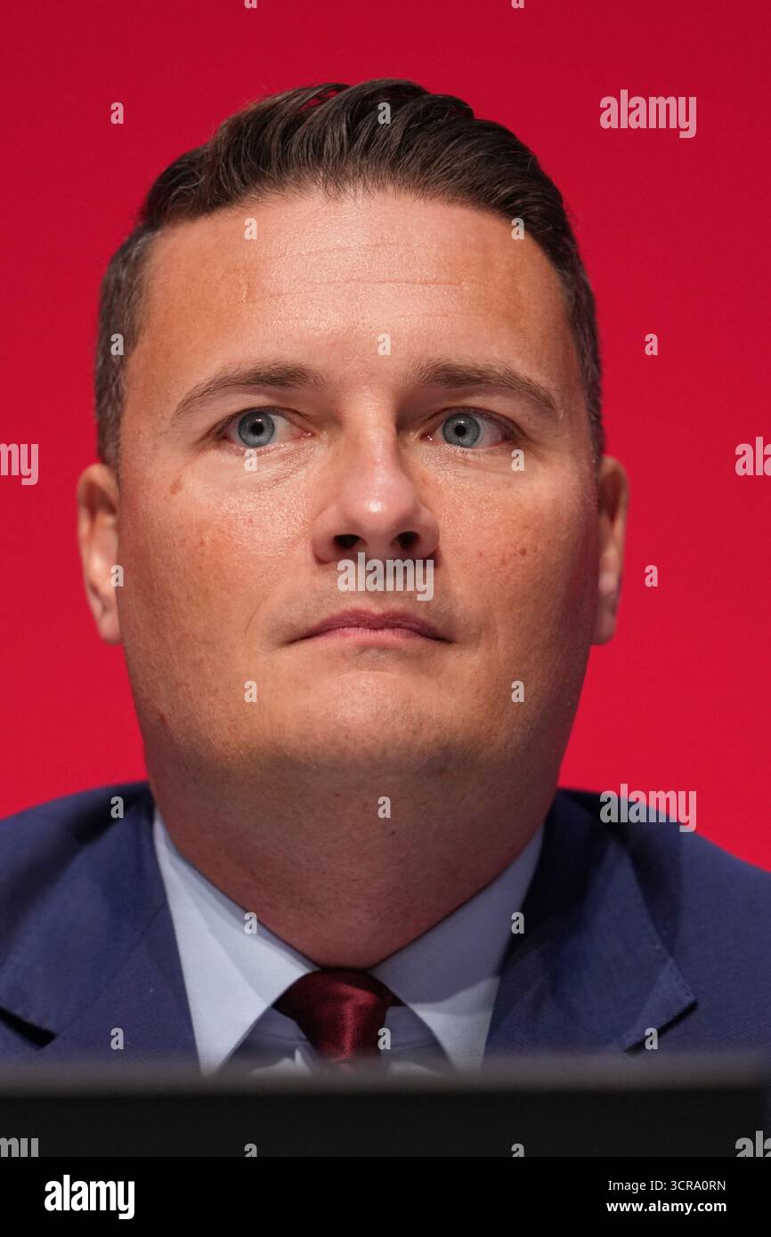 Britain's Heath Secretary, Wes Streeting waits to speak during the ...