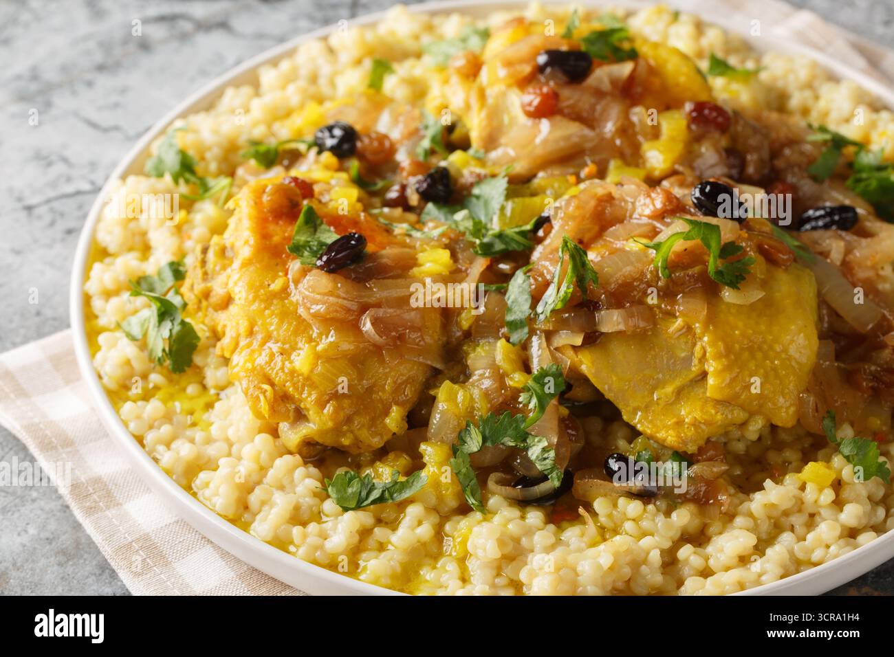 Moroccan Couscous Tfaya Sweet and Savoury Couscous with braised Chicken ...