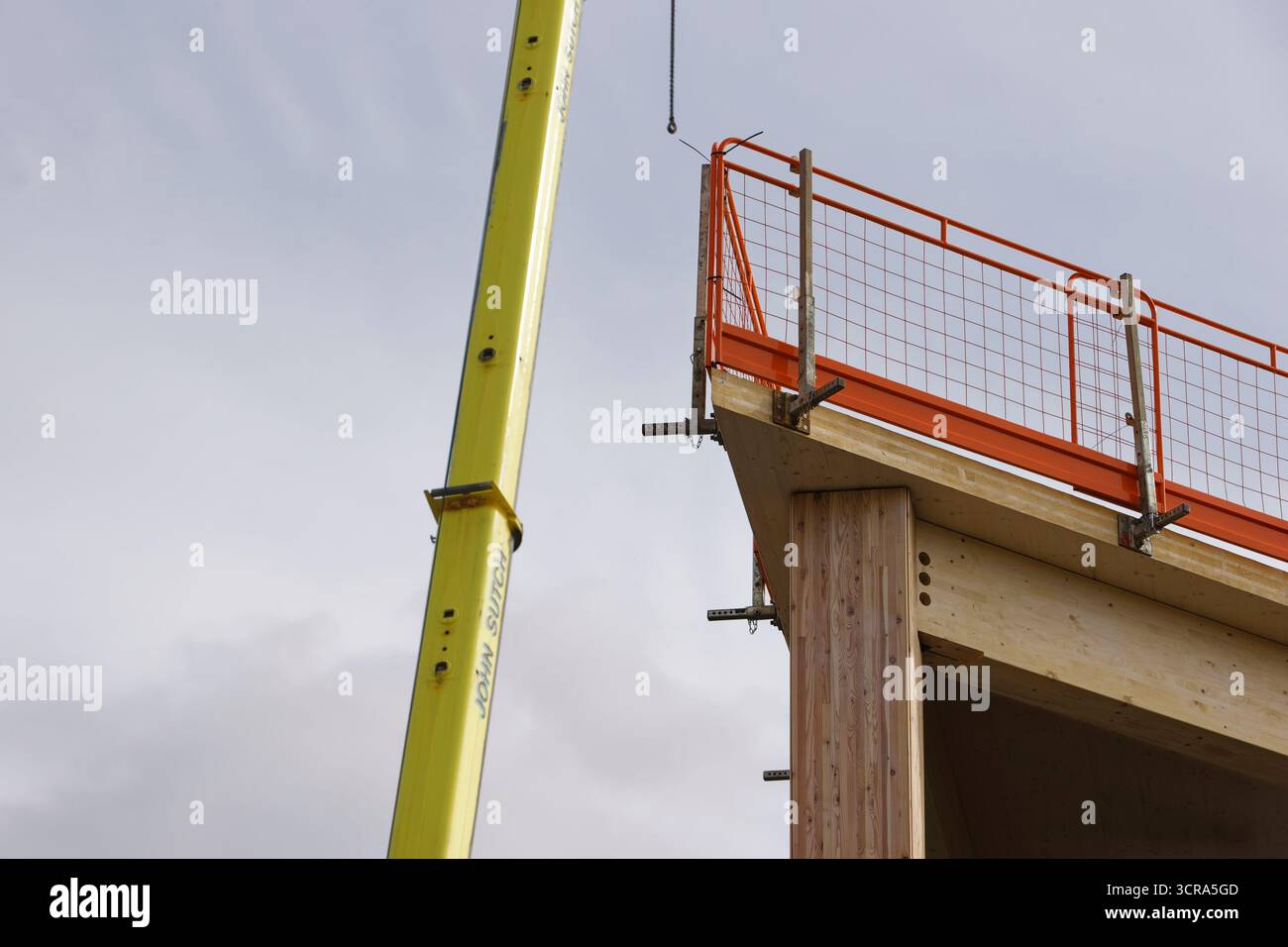 Glulam laminated timber frame corner, edge protection safety barrier ...