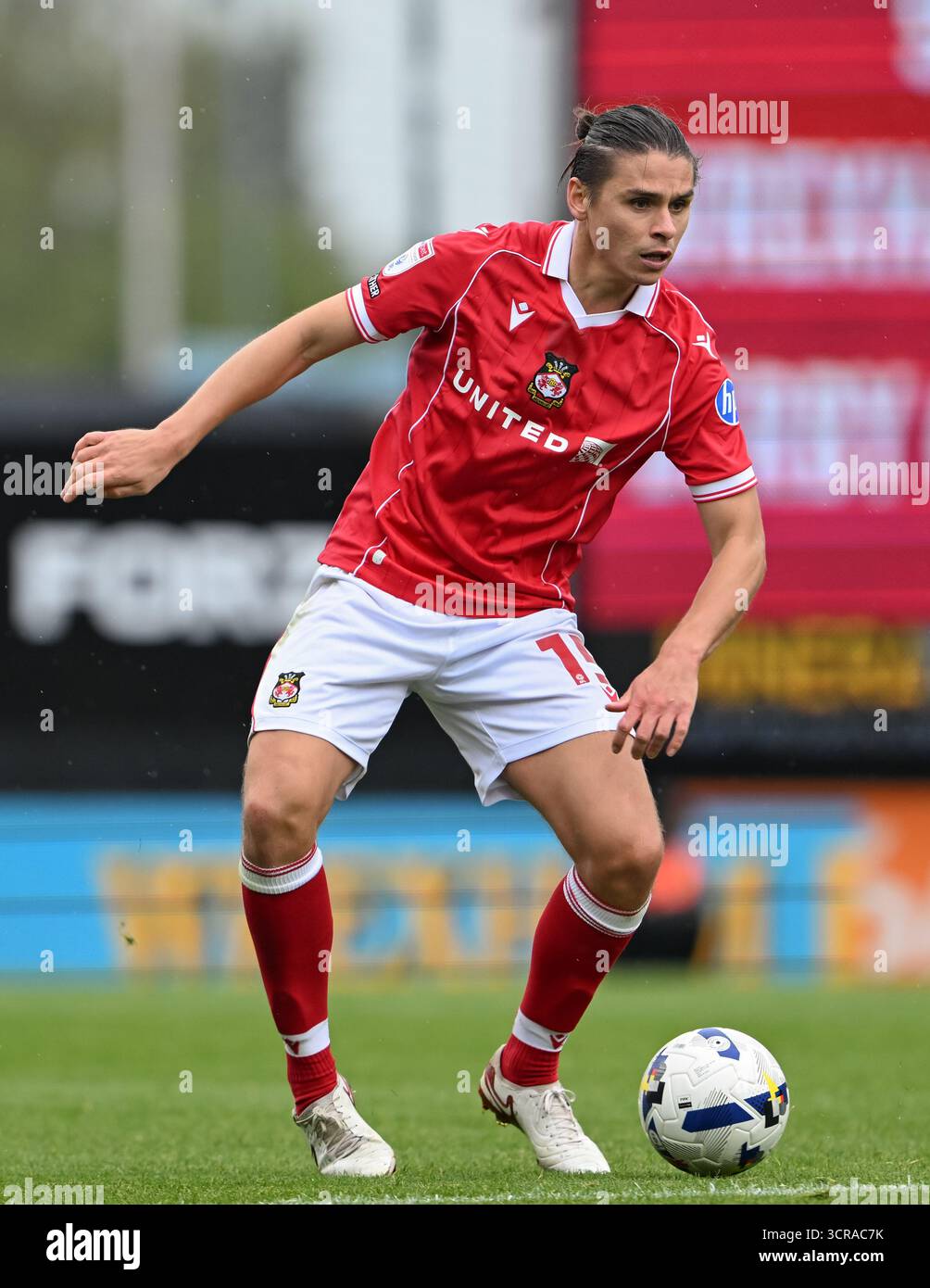 Wrexham’s George Dobson during the Sky Bet Championship match at the ...