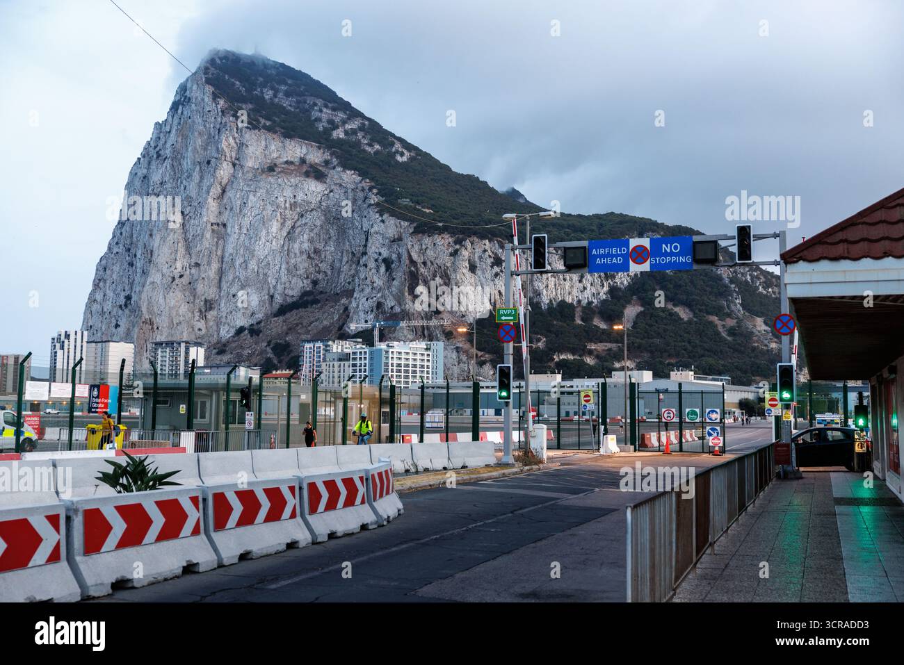 19 September 2025, Great Britain, Gibraltar: A sign reading "Airfield ...