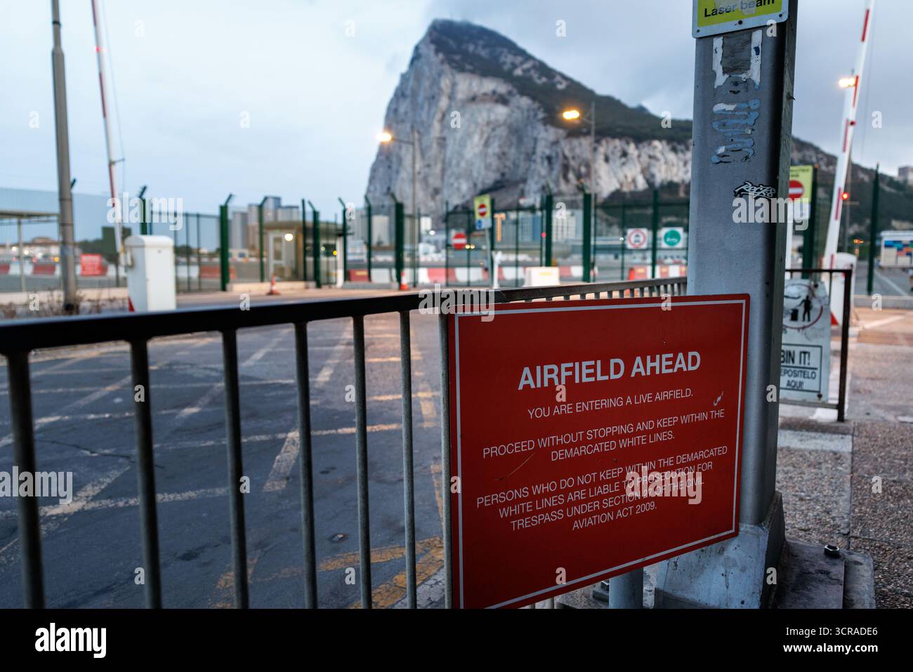 19 September 2025, Great Britain, Gibraltar: A sign reading "Airfield ...