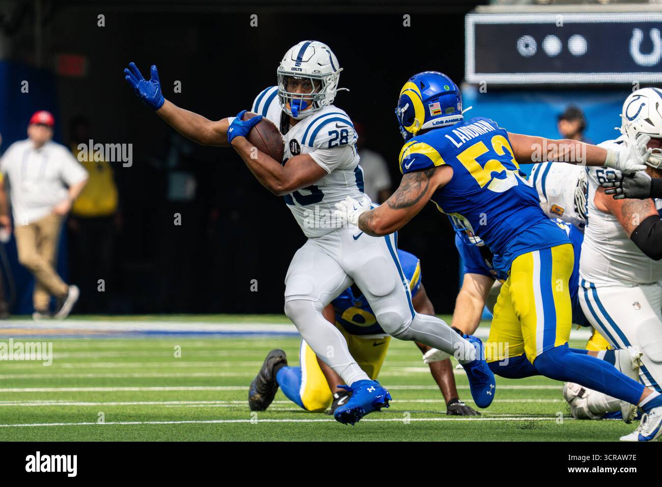 Indianapolis Colts running back Jonathan Taylor (28) runs the ball during a NFL game against the ...