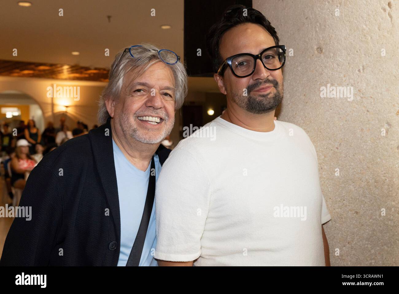 Lin-Manuel Miranda, right, poses with his father, Luis A. Miranda Jr ...