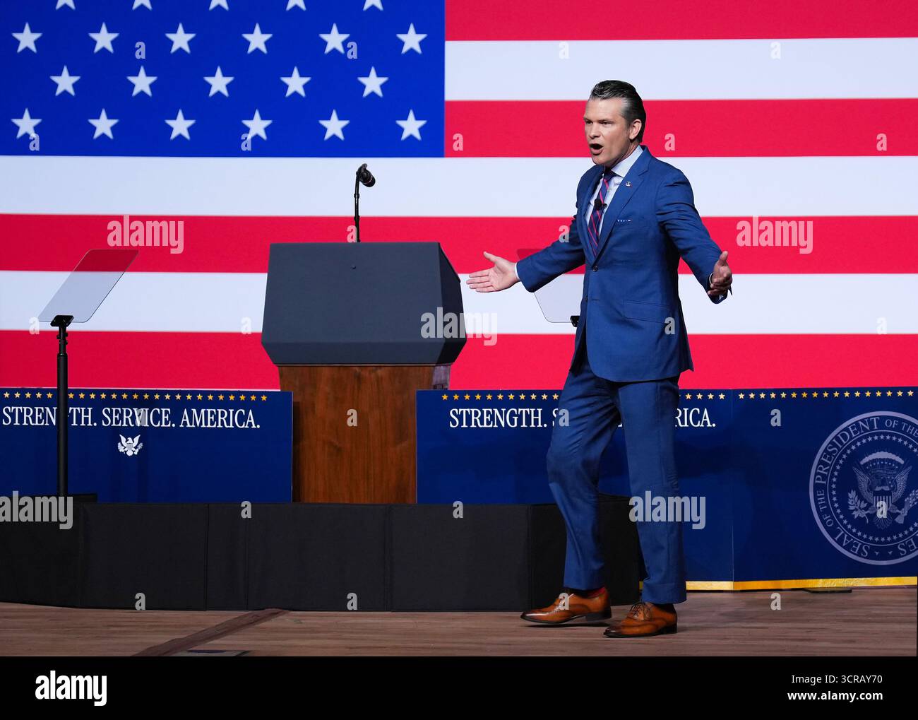 Secretary of Defense Pete Hegseth speaks to senior military leaders at ...