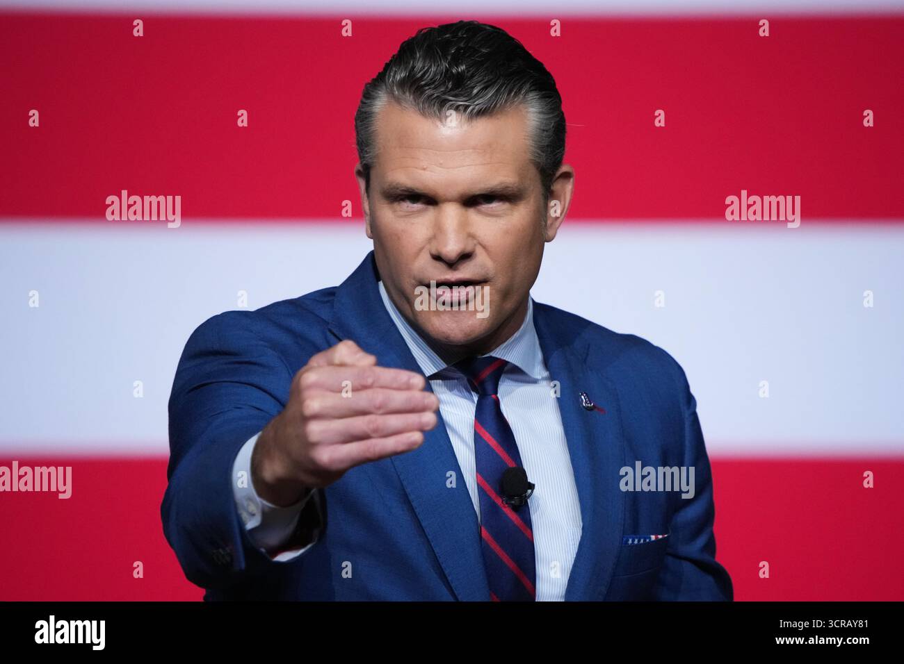 Secretary of Defense Pete Hegseth speaks to senior military leaders at Marine Corps Base ...