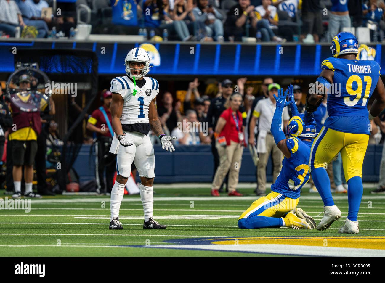 Indianapolis Colts wide receiver Josh Downs (1) reacts during a NFL ...