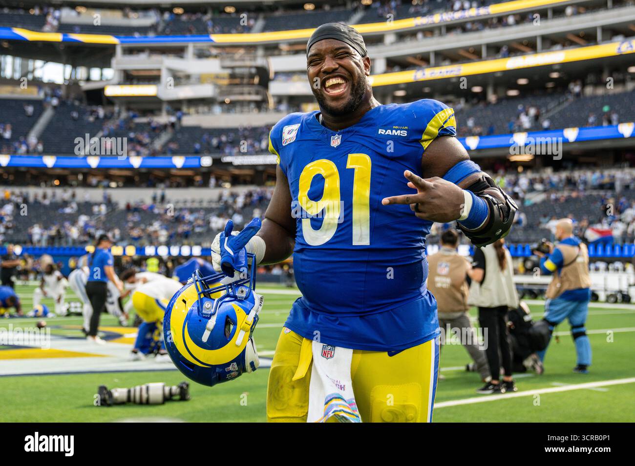 Los Angeles Rams defensive end Kobie Turner (91) after a NFL game ...