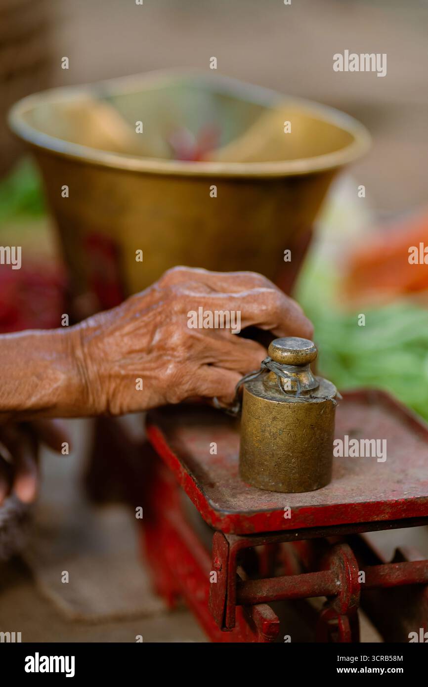Traditional Handcrafted Scale for weighing Fresh Produce like fruits ...