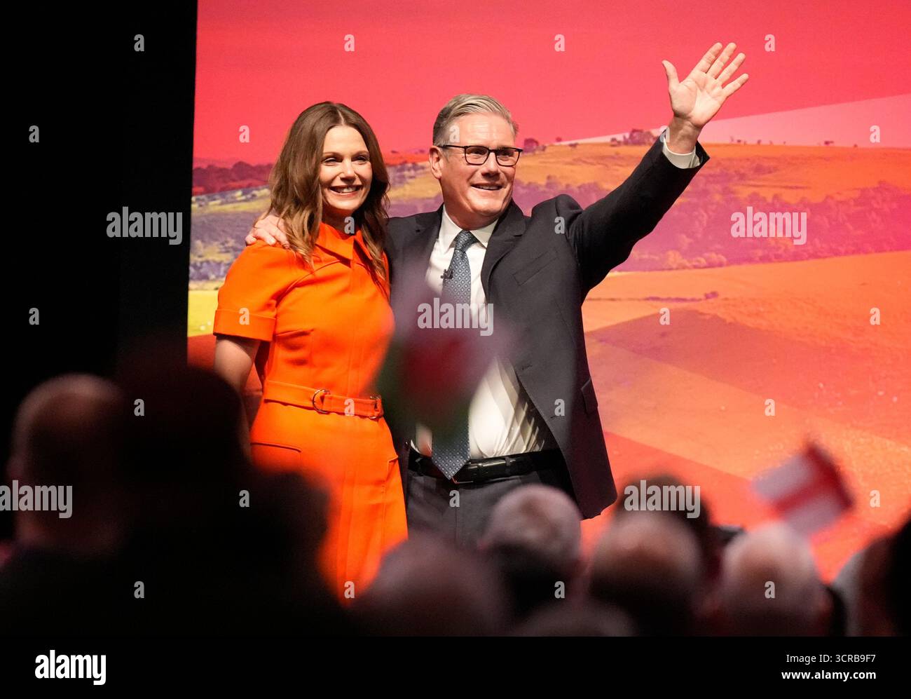 Prime Minister Sir Keir Starmer is joined on stage with his wife Lady ...