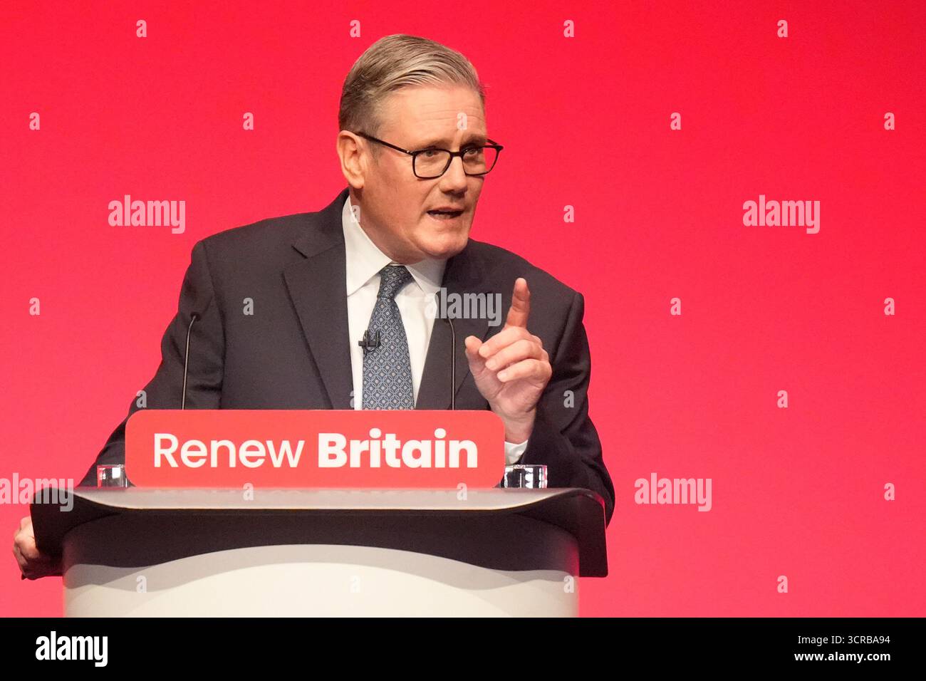Prime Minister Sir Keir Starmer delivers his keynote speech during the ...